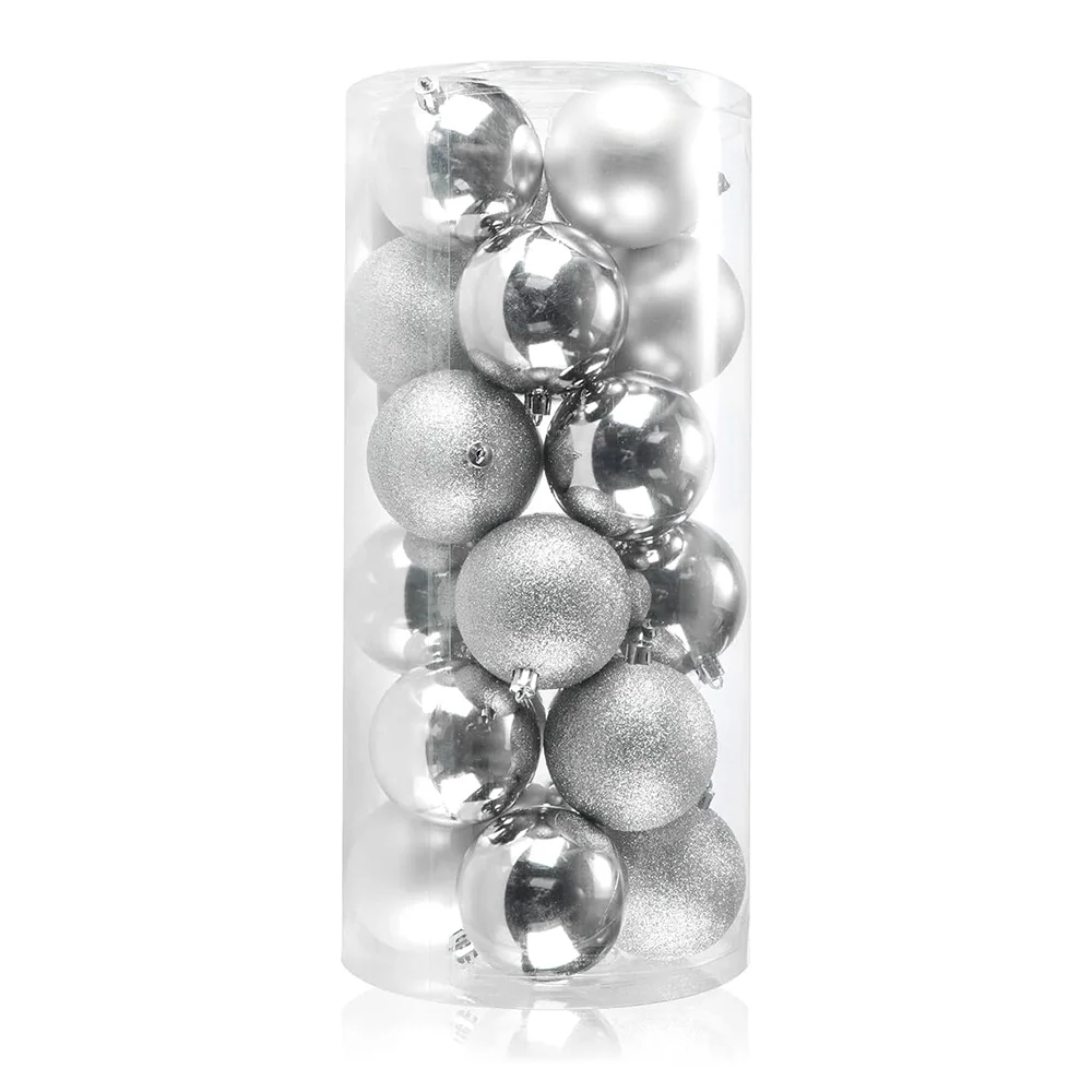 Комплект коледни топки за украса в кутия, 24 броя, злато, сребро