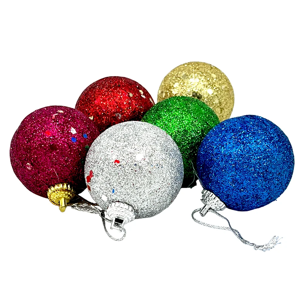 Коледни топки за елха 6бр. 5см. с брокат 67798 на ниска цена от